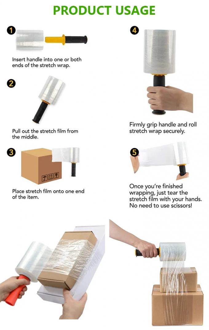 Mini Handheld LLDPE Stretch Wrap Film Rotating Handles Dispenser For Cartons Wrap