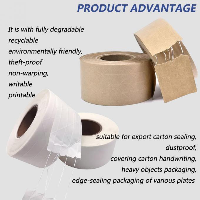 Reinforced Water Activated Kraft Paper Tape With 3 Thread Nylon Yarn
