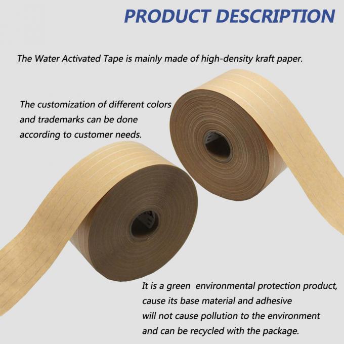 Reinforced Water Activated Kraft Paper Tape With 3 Thread Nylon Yarn